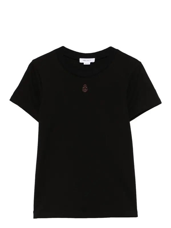 Alexander McQueen Skull Embroidered Cotton T-shirt - Multicolor