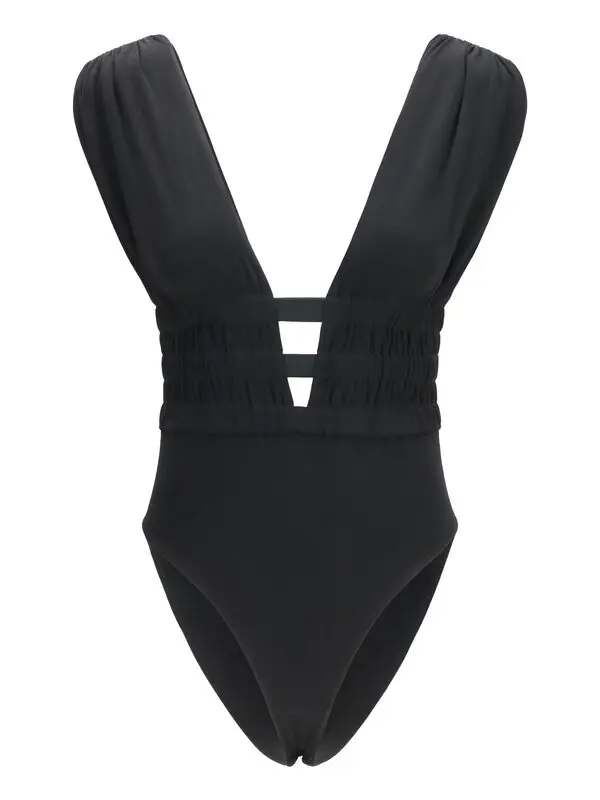 Alaïa Fluid Jersey V-neck Bodysuit With Strappy Back - Black