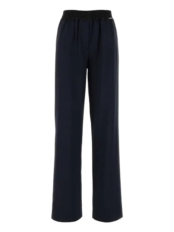 Miu Miu Navy Wool Trousers - Blue
