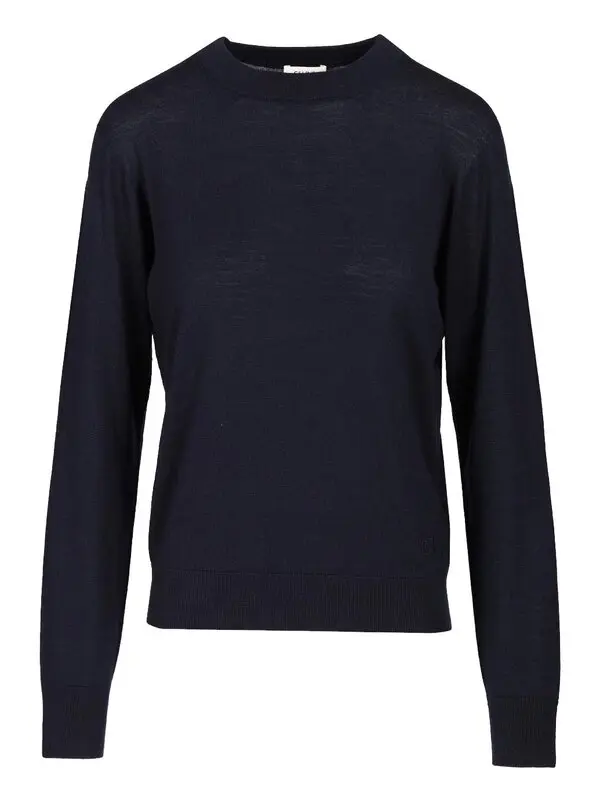 Celine Triomphe Crewneck Sweater In Fine Wool - Blue