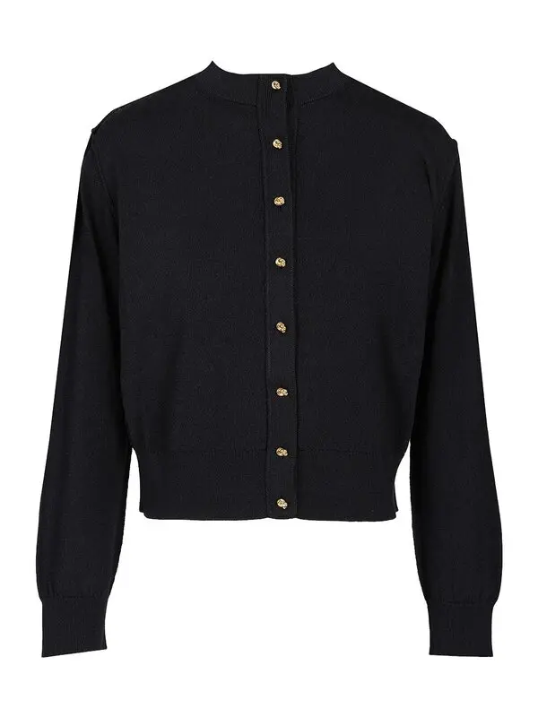 Bottega Veneta Cotton And Viscose Twin-set With Gold Tone Knot Buttons - Blue