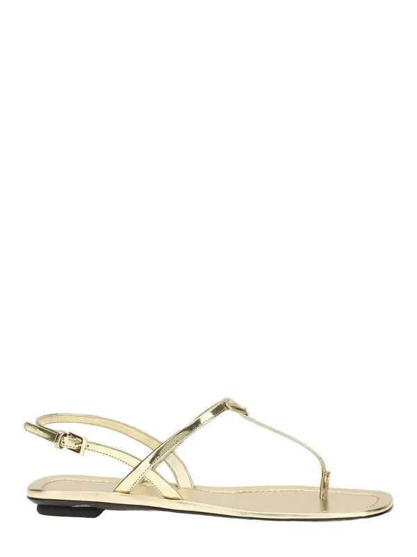 Prada Patent Leather Flip-flop Sandals With Metal Triangle Logo - Silver