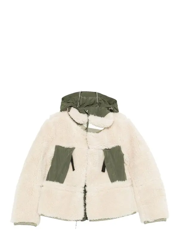 Sacai Shearling Blouson Jacket With Drawstring Hood - Multicolor
