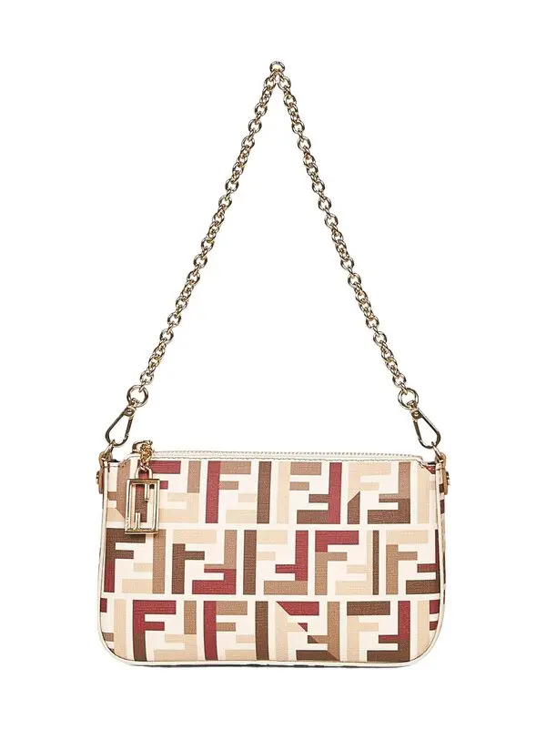 Fendi Baguette Pouch Bag In Ff Jacquard Fabric - Multicolor