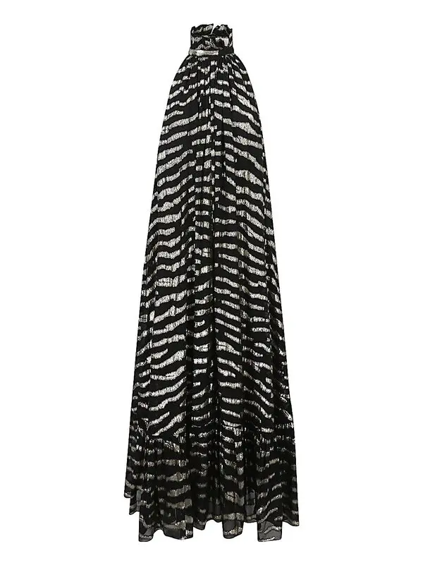 Celine Printed Silk Long Dress - Multicolor
