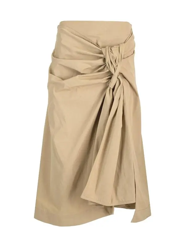 Bottega Veneta Compact Cotton Midi Skirt - Cream