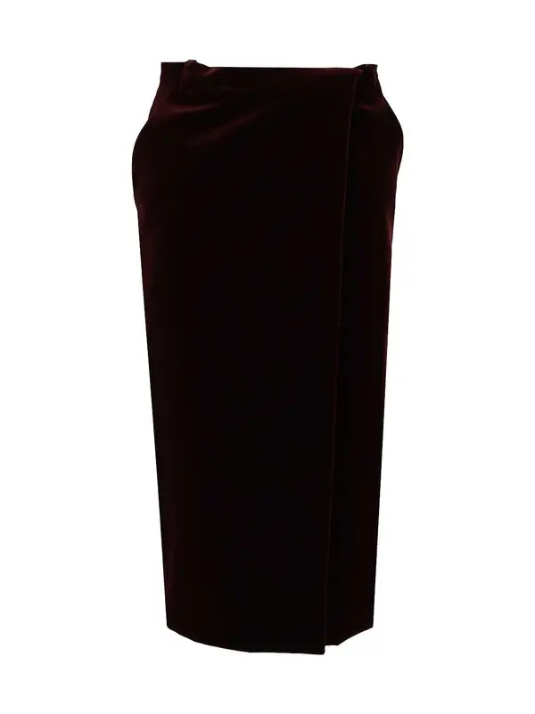 Saint Laurent Velvet Wrap Midi Skirt - Multicolor