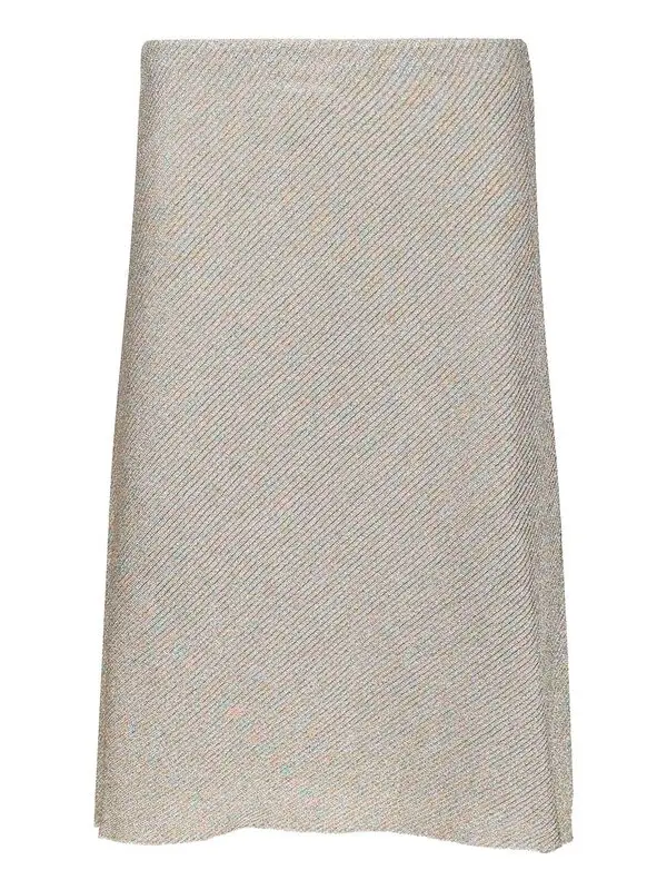 Miu Miu Ribbed Lamé Flared Skirt - White