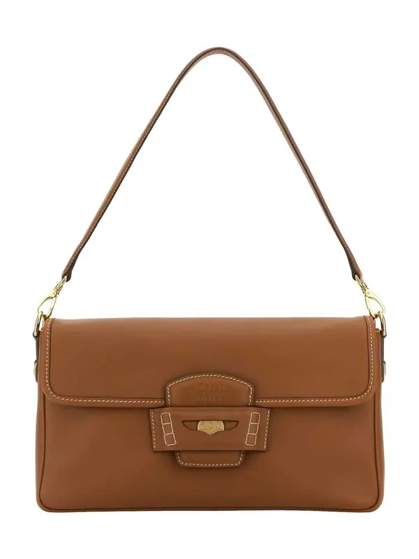 Miu Miu Leather Penny Shoulder Bag - Brown