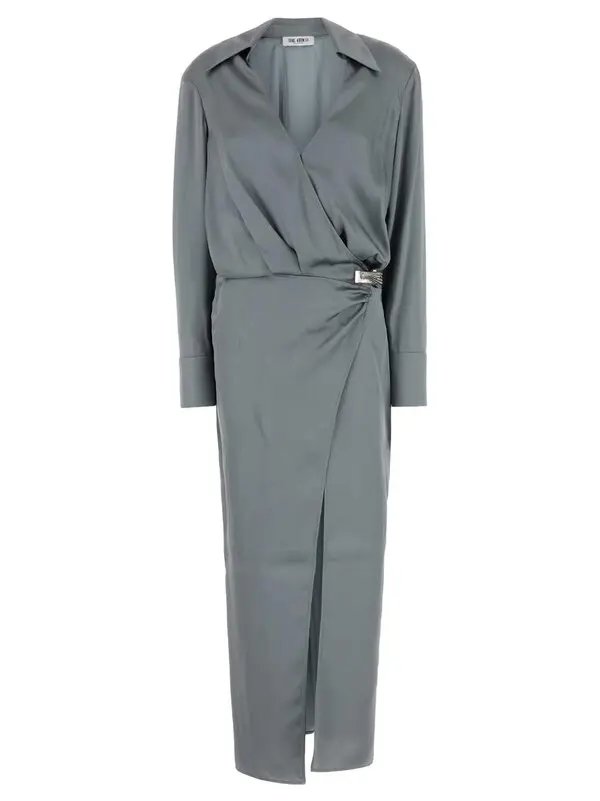 Attico Dark Grey Satin Dress - Gray