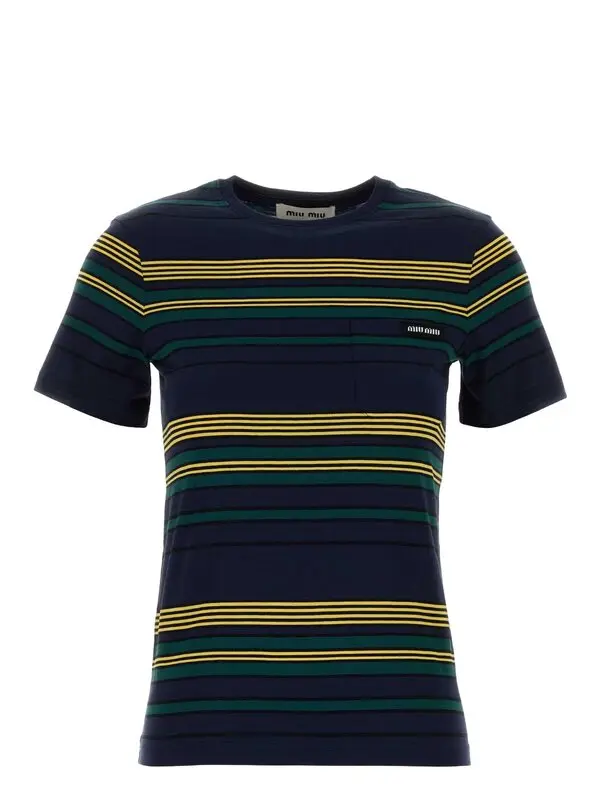 Miu Miu Embroidered Cotton T-shirt - Gray