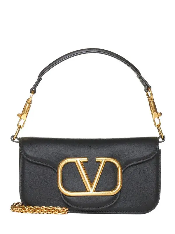 Valentino Garavani Black Locò Small Shoulder Bag With Vlogo Signature - Multicolor