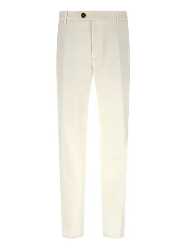 Brunello Cucinelli American Pima Cotton Garment-dyed Gabardine Trousers - White