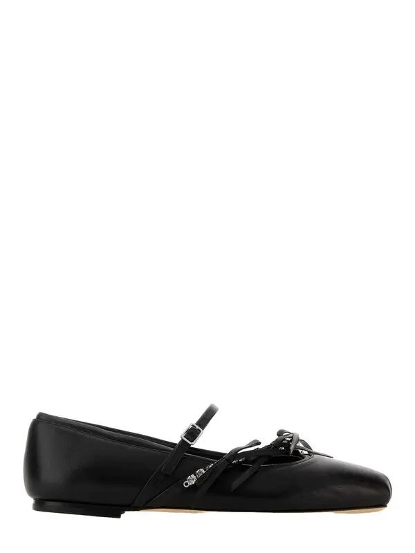 JIMMY CHOO Black Nappa Leather Ballerina Flats - Multicolor