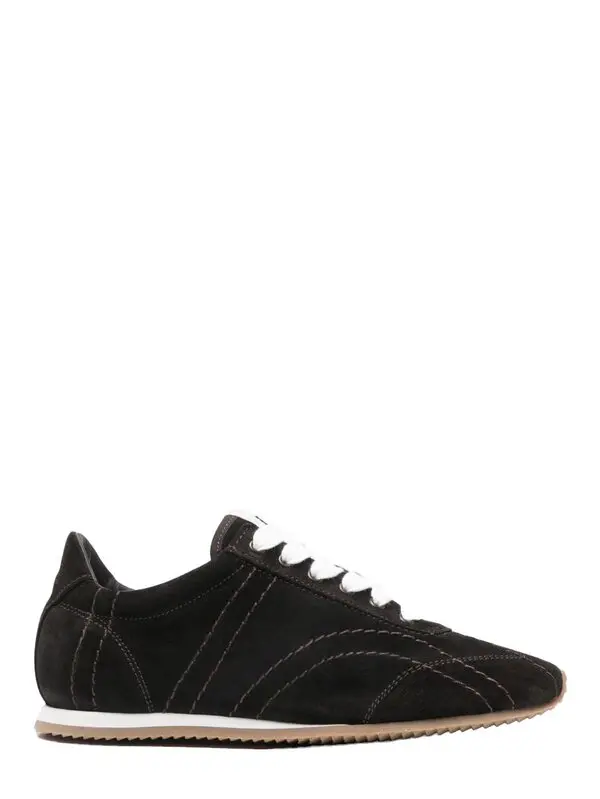 TOTEME Suede Sneakers With Brown Stitching Detail - Multicolor