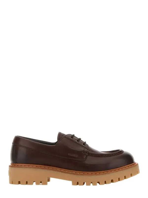 Prada Leather Lace-up Shoes - Brown