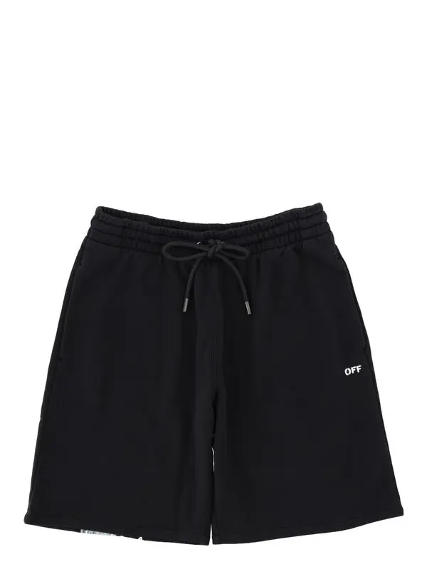 Off-White Printed Cotton Shorts - Black