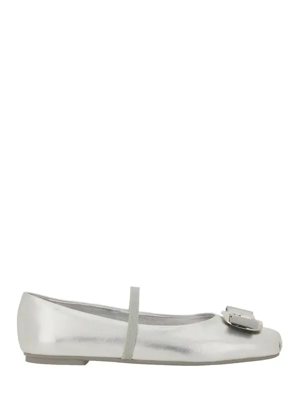 FERRAGAMO Bow Detail Ballet Flats - Silver