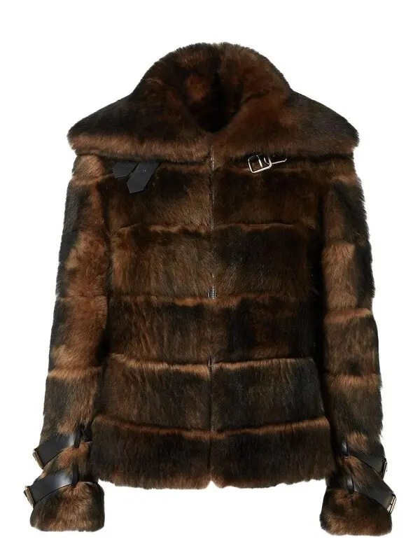 Fendi Fur Blouson Jacket With Buckle Detail - Multicolor