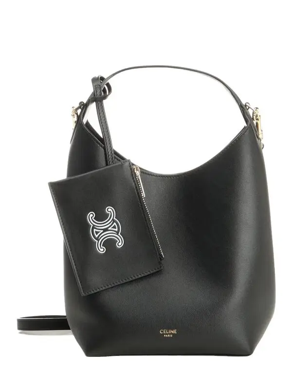 Celine Small Leather Hobo Bag With Pouch - Black