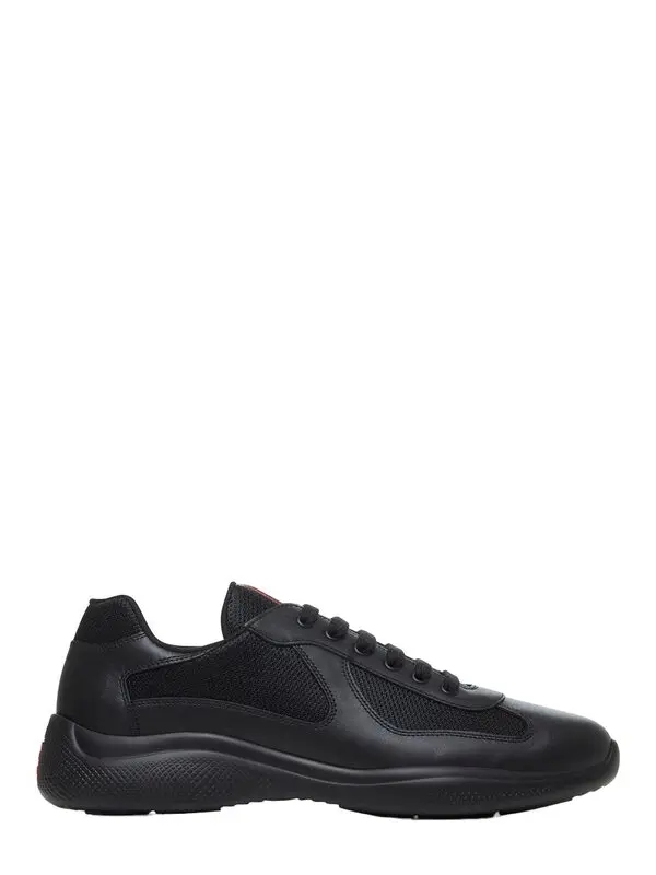 Prada America's Cup Calf Leather And Polyamide Lace-up Sneakers - Multicolor
