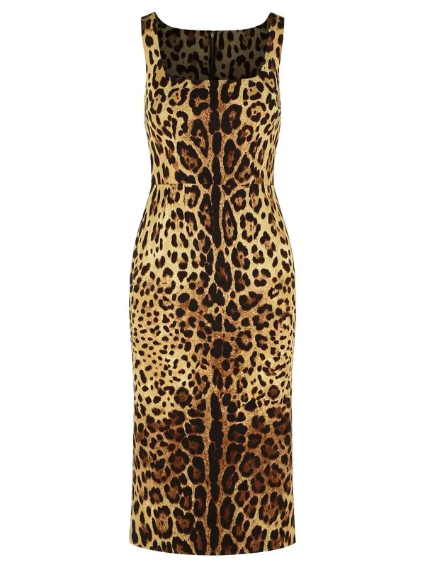 Dolce & Gabbana Leopard-print Silk Dress - Brown