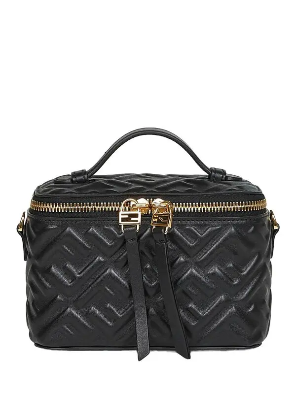 Fendi Black Nappa Leather Vanity Mini Bag With Embossed Ff Motif - Multicolor