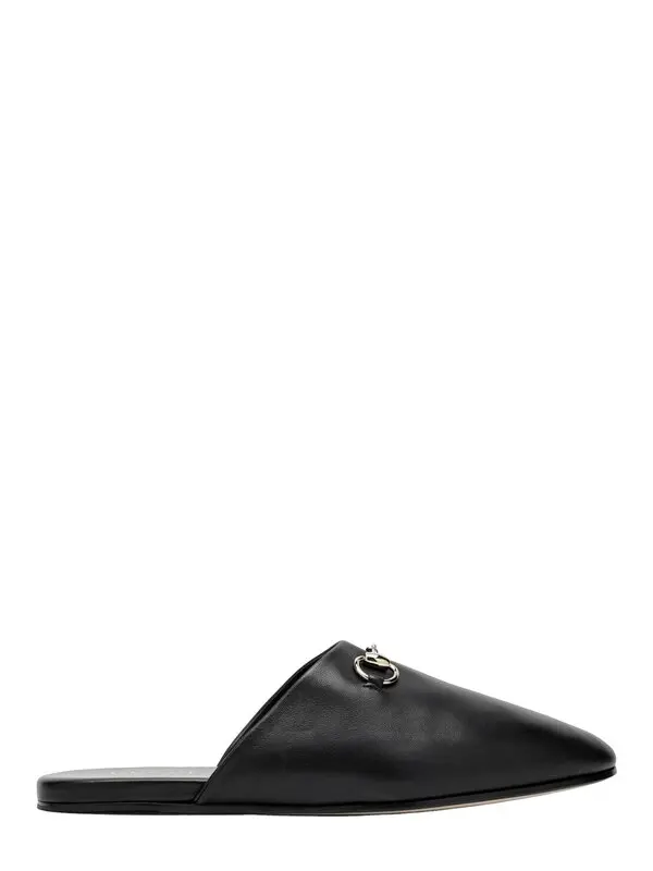 Gucci Leather Mules With Horsebit Detail - Black
