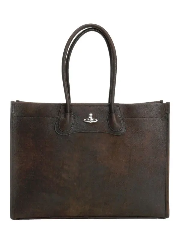 VIVIENNE WESTWOOD Troy Leather Tote - Brown