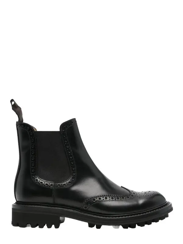 Church's Black Calf Leather Brogue Detail Chelsea Boots - Multicolor