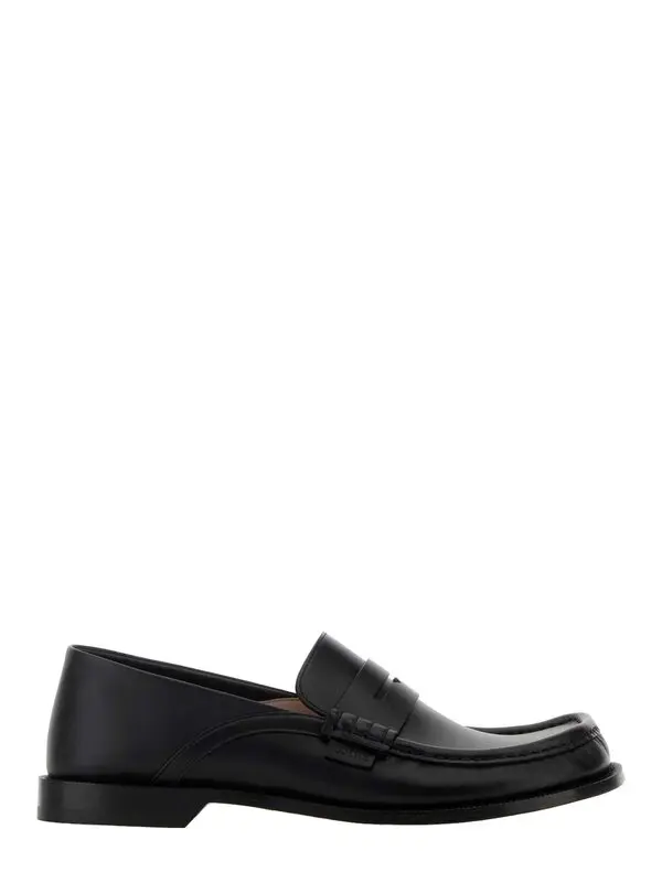 Loewe Leather Campo Flap Loafers - Black