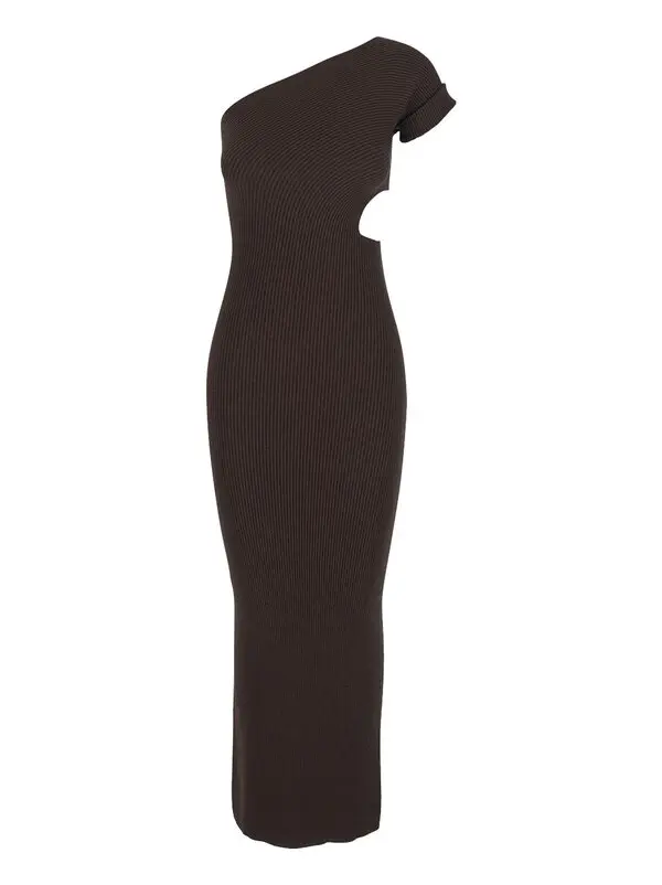 Max Mara One-shoulder Ribbed Dress - Multicolor