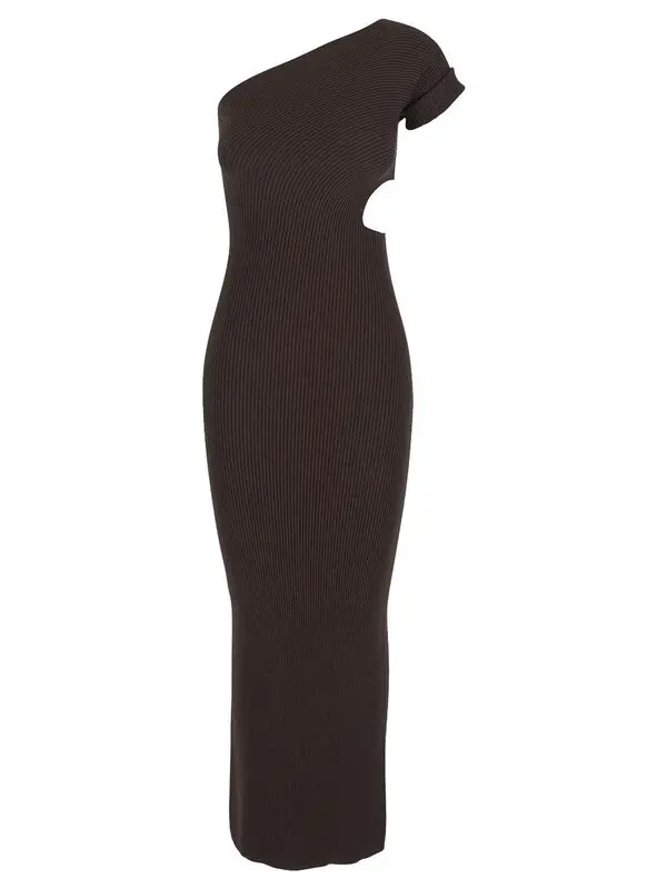 Max Mara One-shoulder Ribbed Dress - Multicolor