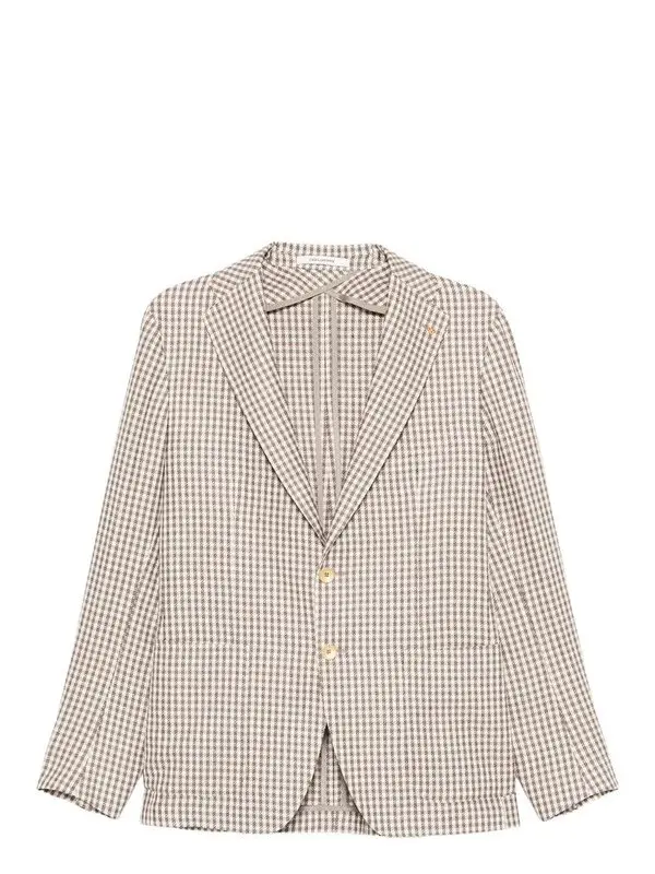 Tagliatore Gingham Peak Lapel Blazer - Cream