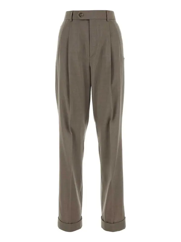 Sportmax Cappuccino Wool Ferito Pants - Brown