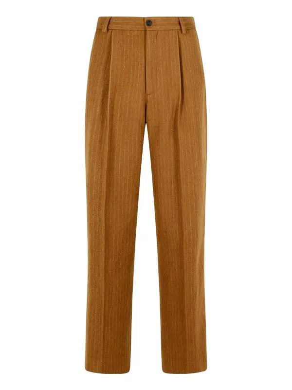 Dries Van Noten Penrud Straight Wool Pants - Brown