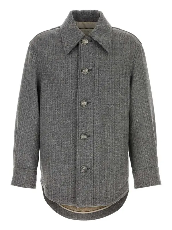 Ami Grey Wool Blend Overcoat - Gray