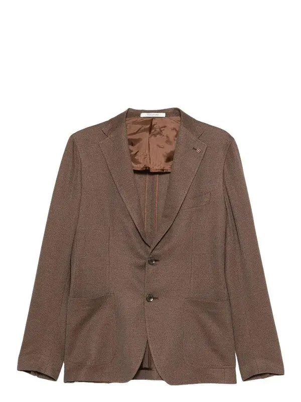 Tagliatore Single-breasted Blazer In Cotton And Linen - Brown