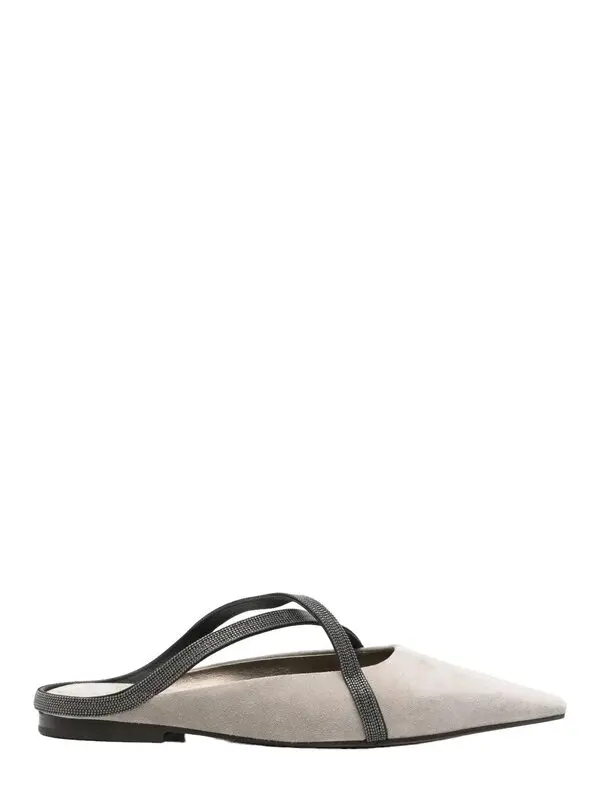 Brunello Cucinelli Flat Square Pointed Ballet Flats - Gray