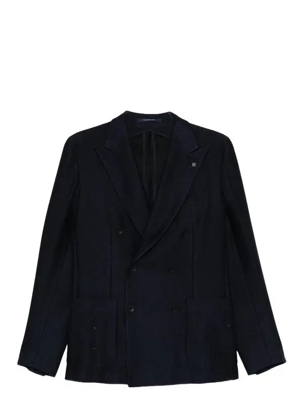 Tagliatore Double-breasted Peak Lapel Blazer - Blue
