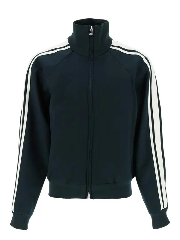Bottega Veneta Stretch Grain De Poudre High Neck Zip-up Track Jacket - Green