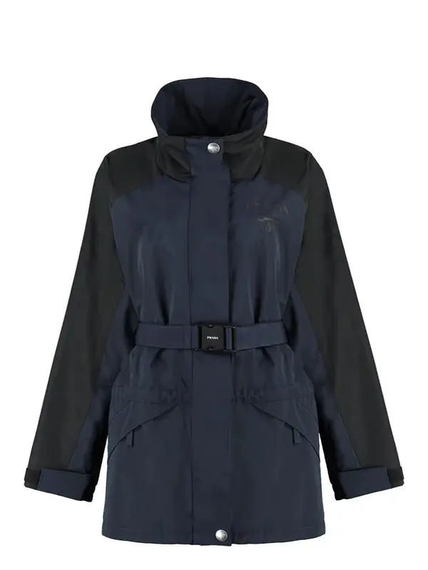 Prada Windbreaker Jacket With Detachable Belt - Blue
