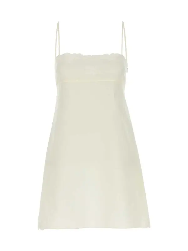 Miu Miu Linen Blend Mini Dress - White