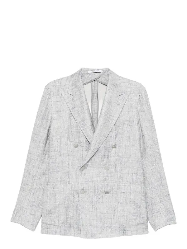 Tagliatore Grey Double-breasted Peak Lapel Blazer - Gray