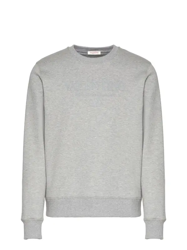 Valentino Garavani Cotton Crewneck Logo Sweatshirt - Gray