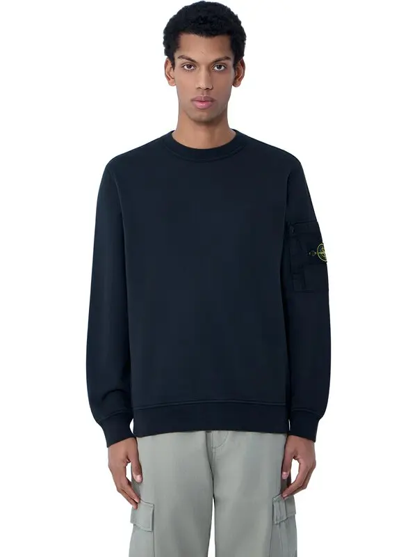 Stone Island Logo Motif Crewneck Sweatshirt - Black