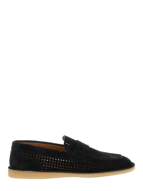 Dolce & Gabbana Florio' Suede Loafers With Perforated Detail - Multicolor