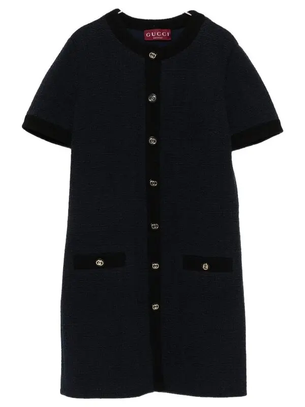 Gucci Wool Tweed Dress With Button Fastening - Multicolor