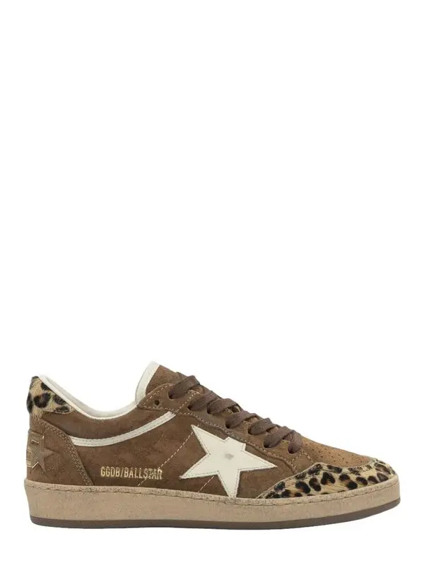 GOLDEN GOOSE Ball Star Leather Sneakers With Leopard Accents - Multicolor