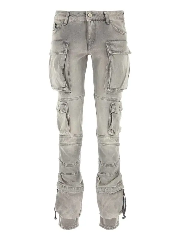 Attico Grey Denim Cargo Jeans - Gray